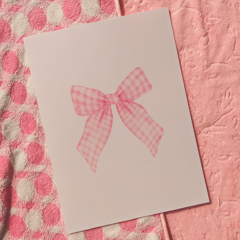 Pink Gingham Bow Poster – Cozy Spaces